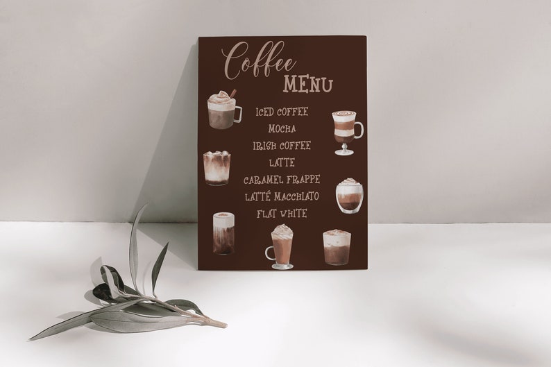 Coffee Menu Sign Template, Printable Coffee Drink Menu, Editable Coffee ...