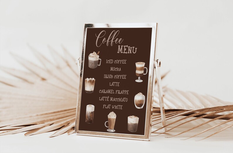 Coffee Menu Sign Template, Printable Coffee Drink Menu, Editable Coffee ...
