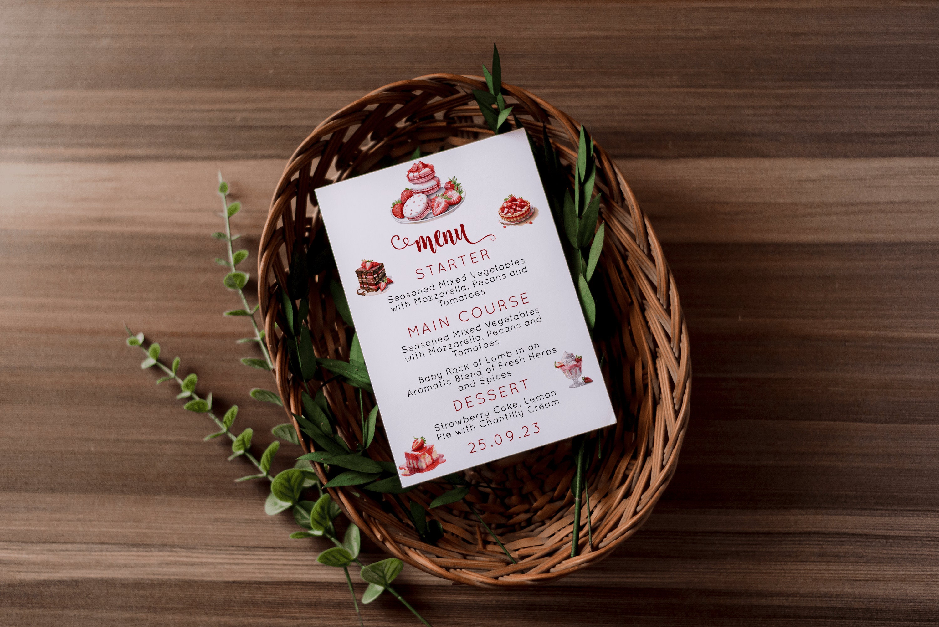 Editable Strawberry Menu Template, Baby Shower Menu Card, Bridal Brunch ...