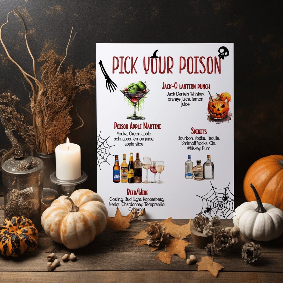 Halloween Pick Your Poison Drink Menu, Editable Bar Menu Template ...