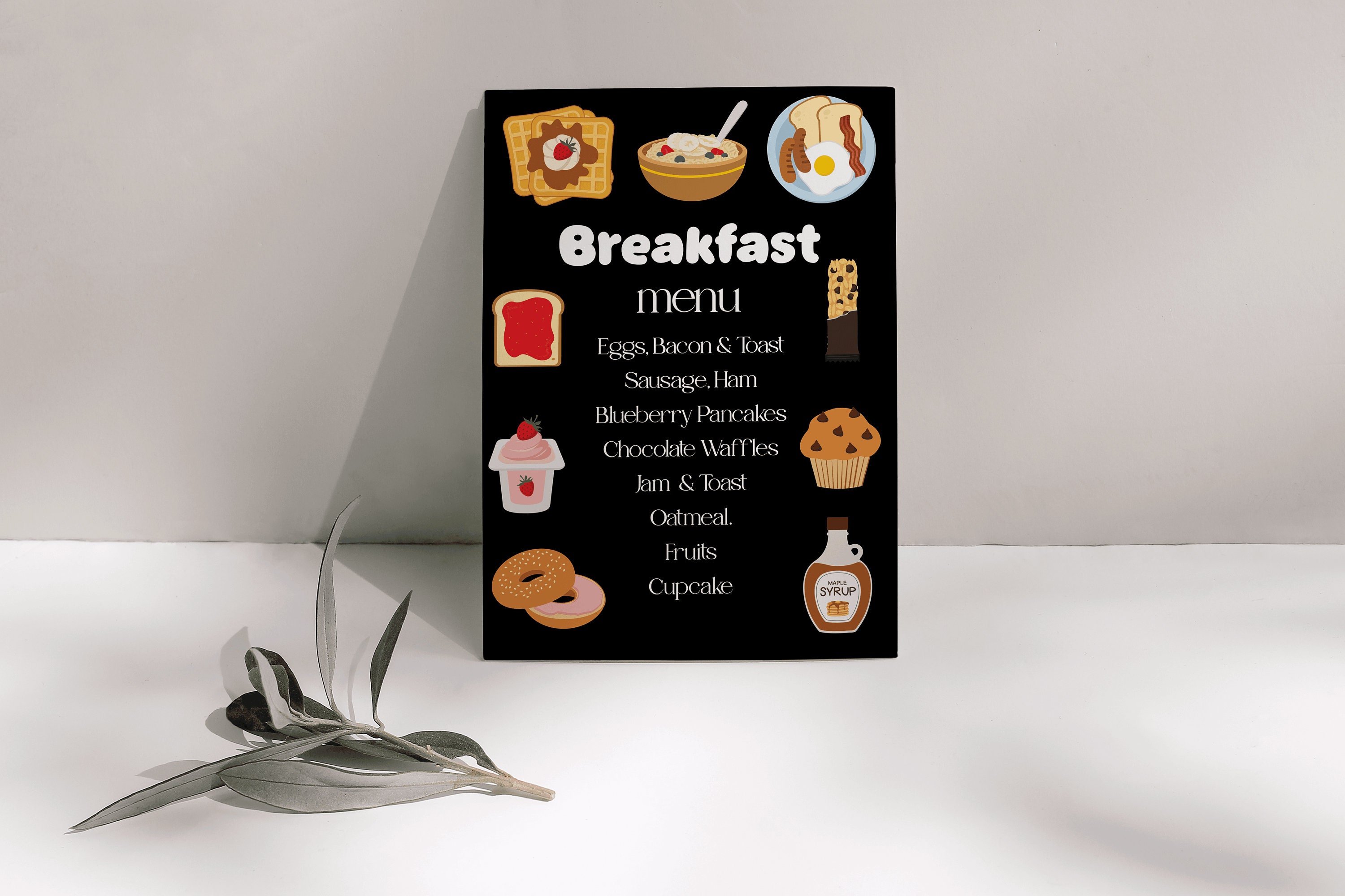 Minimalistic Breakfast Menu Sign Template, Create Your Own Breakfast ...