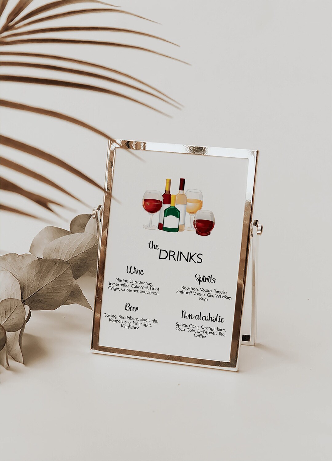 Bar Menu Template, Editable Signature Drink Sign, Minimalist Printable ...