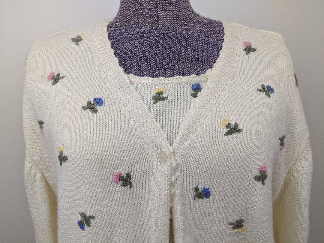 Vintage 1970s, Northern Reflections, Creamy White Knit Cardigan With ...