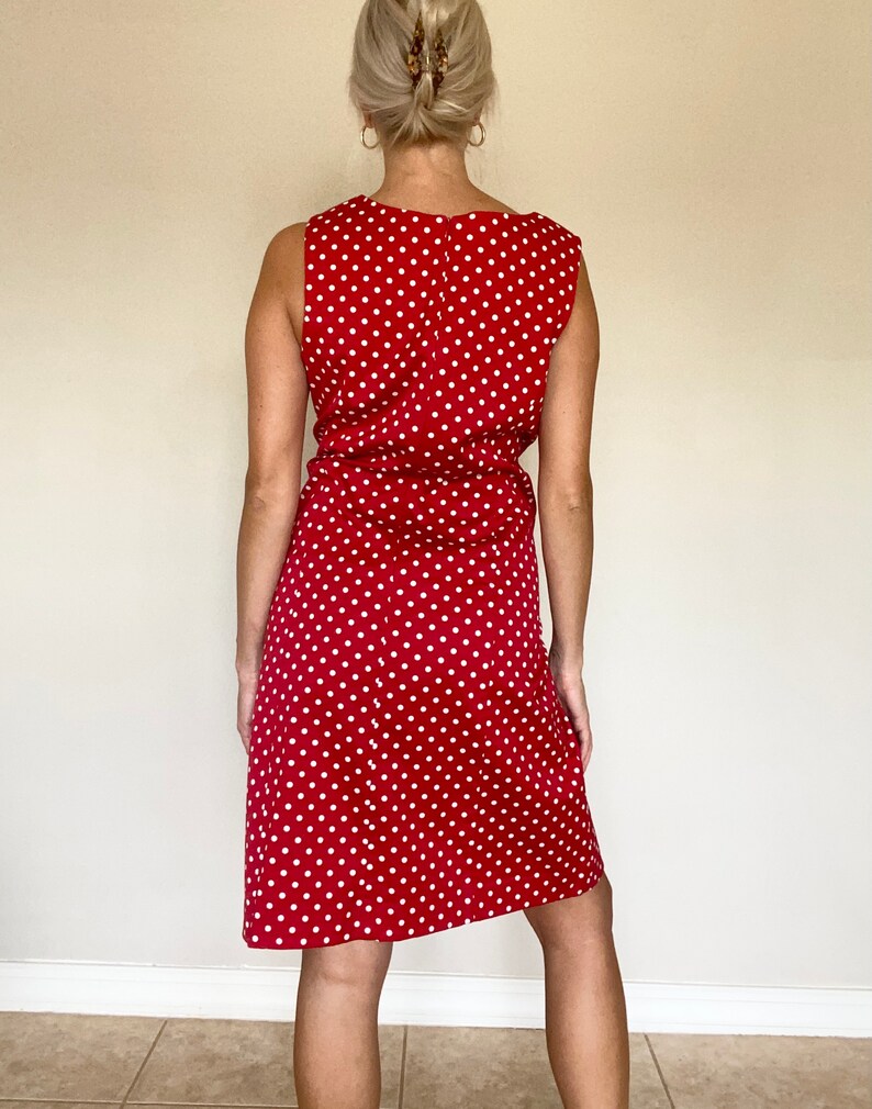 Vintage L 1980s/1990s Red & White Polka Dot Sleeveless Dress - Etsy
