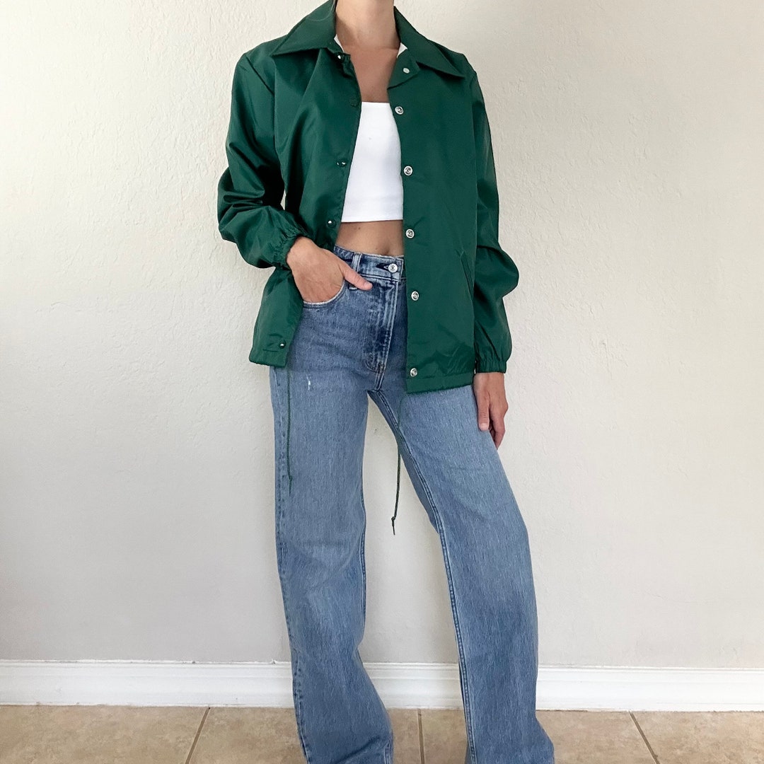 Vintage (M/L) 70s Solid Green Windbreaker Jacket - Women’s Vintage Clothing - Women’s Vintage ...