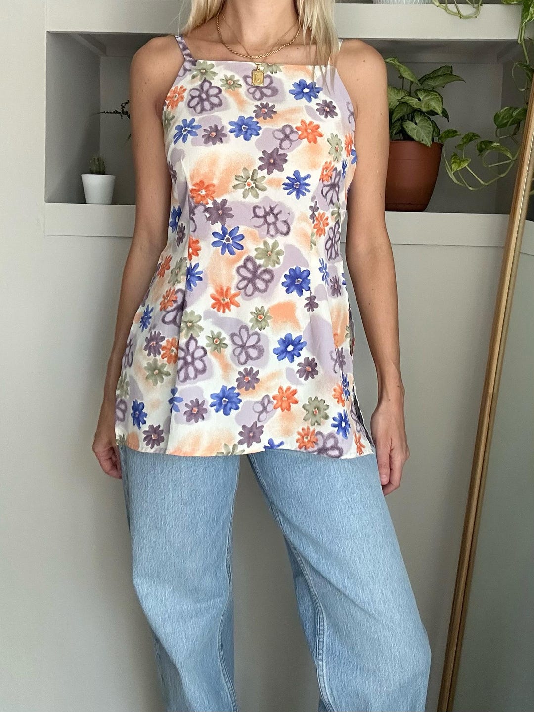 Vintage (S) Retro Floral Sleeveless Top - Women’s Vintage Clothing ...