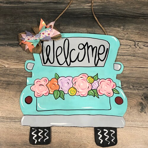 Spring Spring Truck Flower Truck Country Truck Door Decor - Etsy