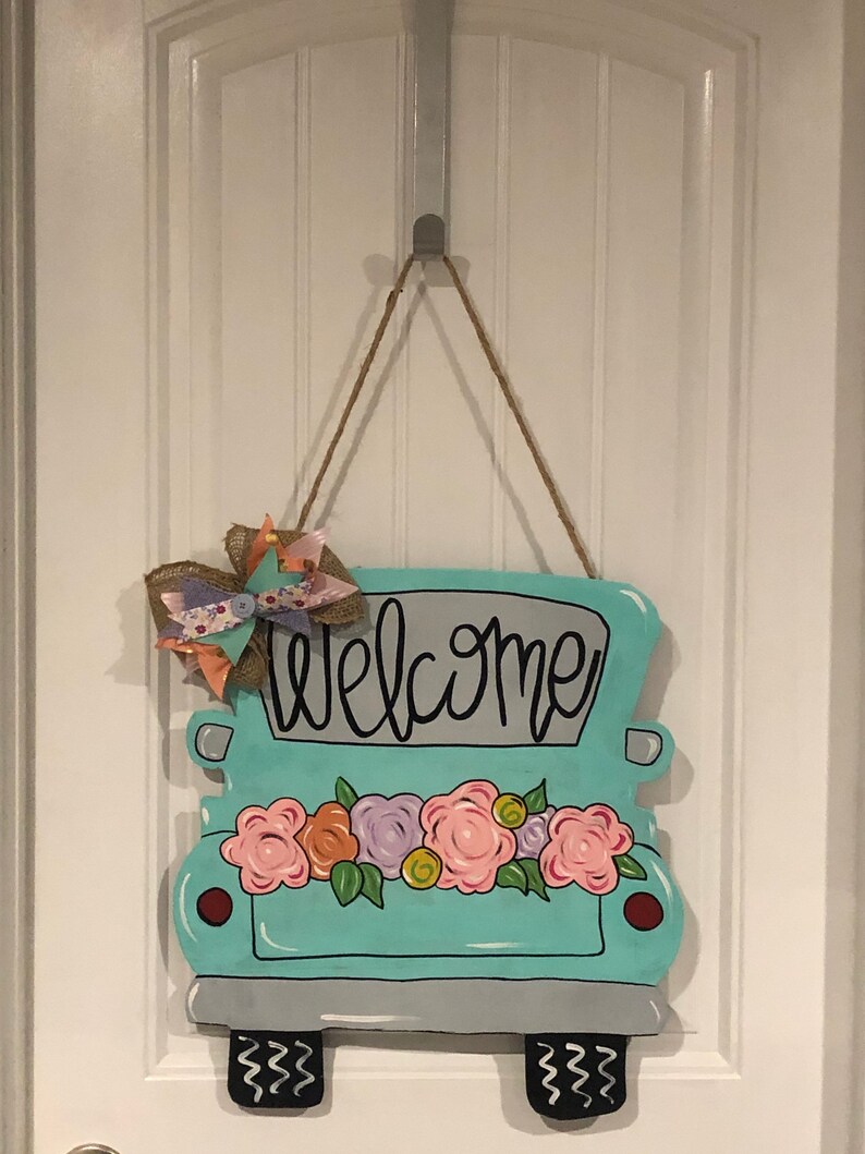 Spring Spring Truck Flower Truck Country Truck Door Decor - Etsy