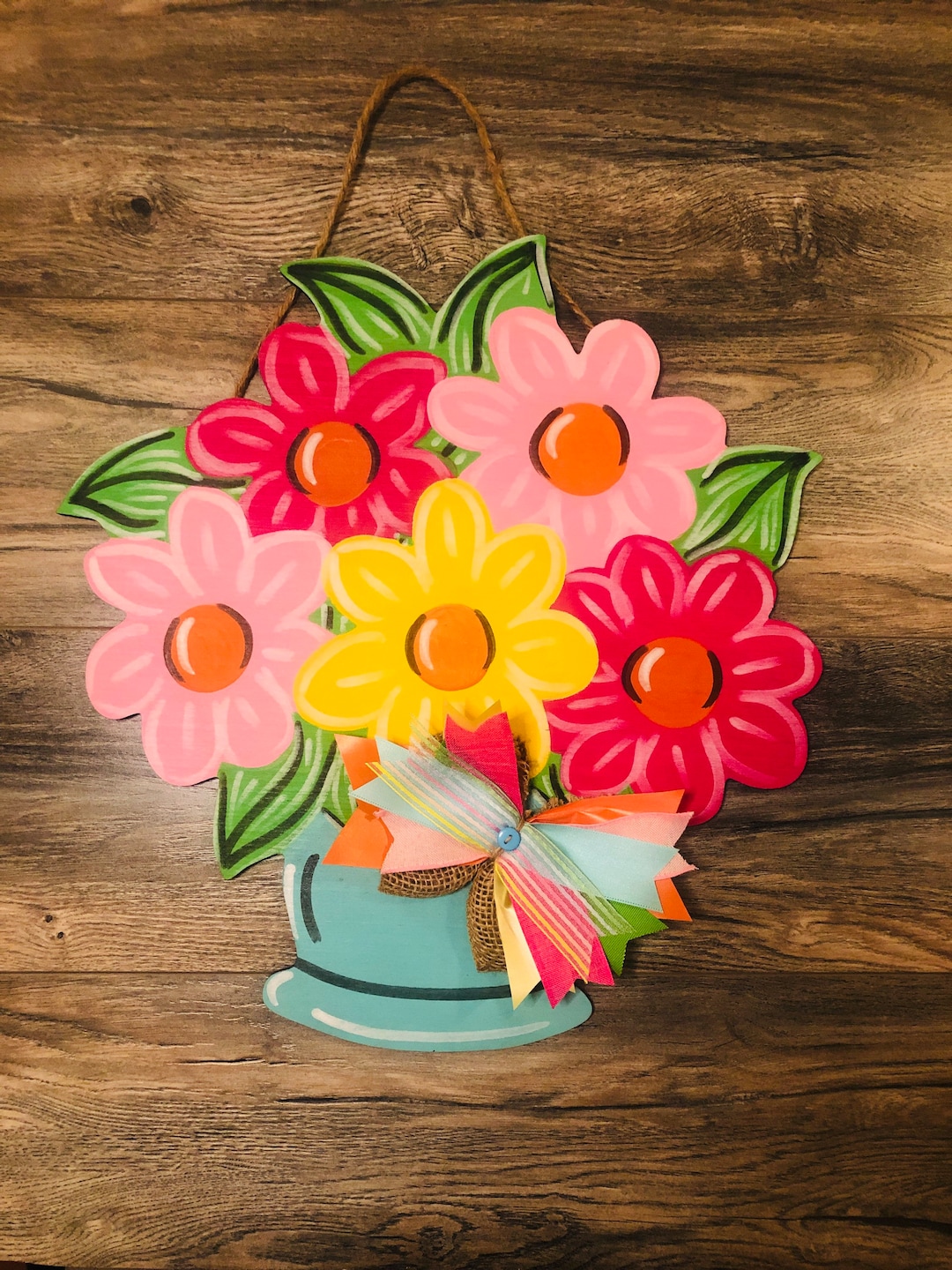 Spring Flowers Door Hanger, Spring Door Sign, Door Decor, Wooden Door ...