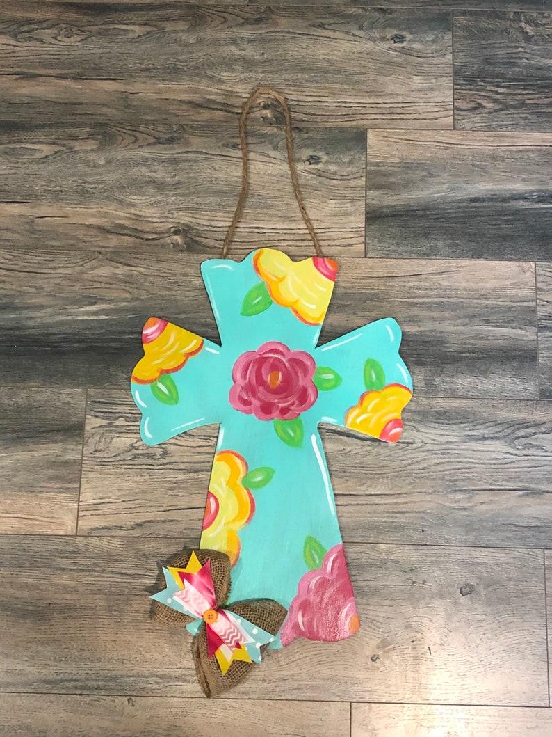 Cross Door Hanger Patterned Cross Spring Door Hanger | Etsy