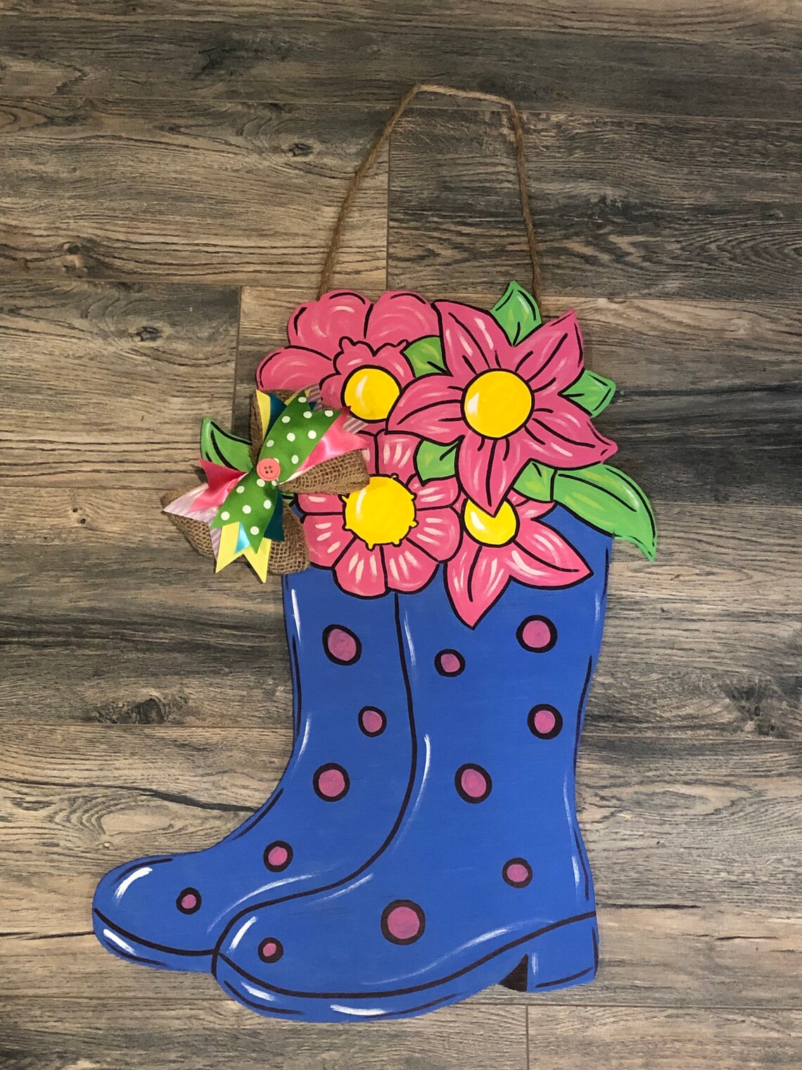 Spring Flowers Door Hanger Rain Boots Spring Door Sign Door | Etsy