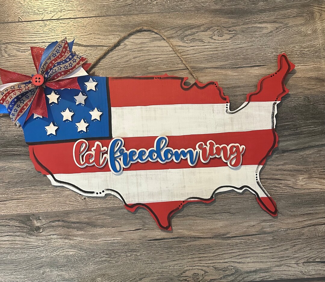 America Door Sign,patriotic Door Decor, July 4th, Door Decor, Wooden ...