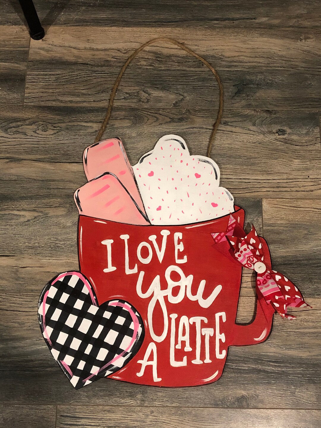 Valentine, Love, Heart, Latte, Door Decor, Wooden Door Hanger - Etsy