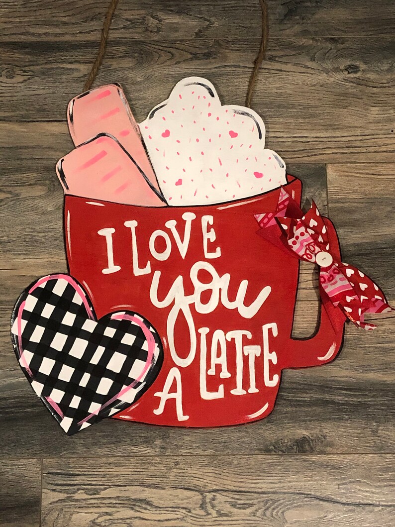 Valentine Love Heart Latte Door Decor Wooden Door Hanger | Etsy