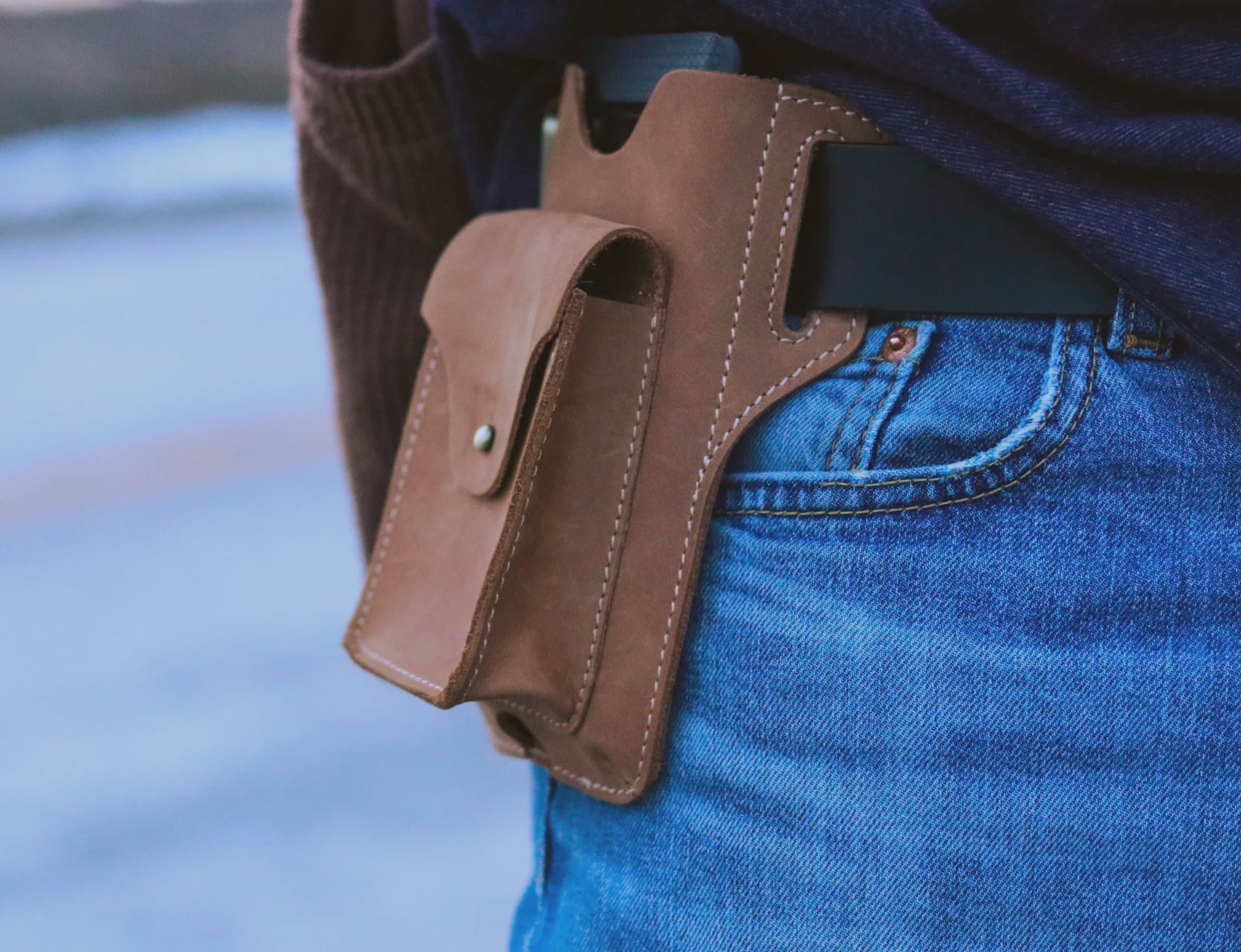 Full Grain Leather Cell Phone Holster, Personalized Belt Case, Hiking ...