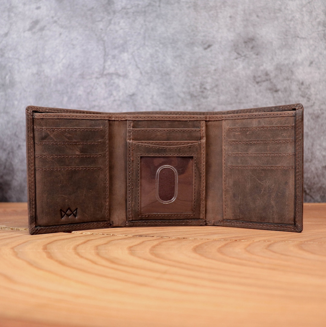 Fathers Day Mens Trifold Wallet, Full Grain Leather, Leather Wallet ...