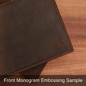 Full Grain Leather Bifold Mens Wallet With RFID, Personalized Initials ...