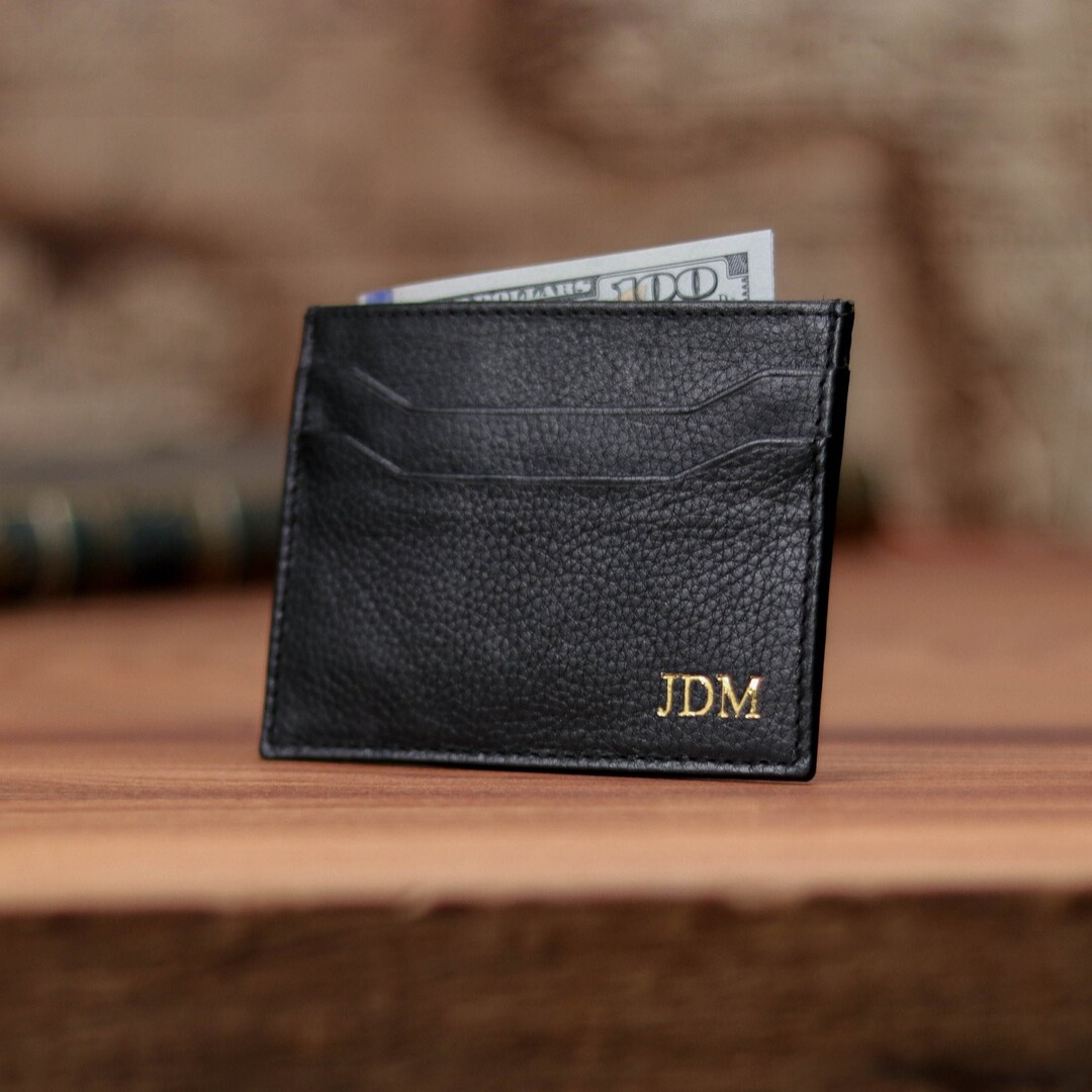 Personalized Slim Card Wallet, Monogram Initials Credit Card Holder ...