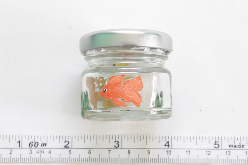 Hand-painted Miniature Aquarium Jar: Up-cycled Coastal Decor - Etsy