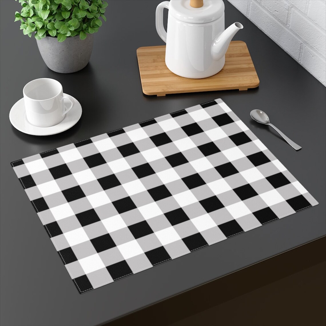 Black and White Buffalo Check 100% Cotton Placemat 18 X - Etsy