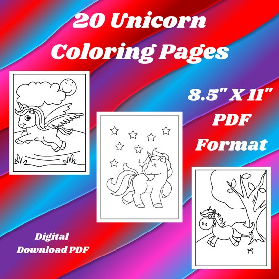 Unicorn Coloring Pages 20 Unique Printable 8.5 X | Etsy