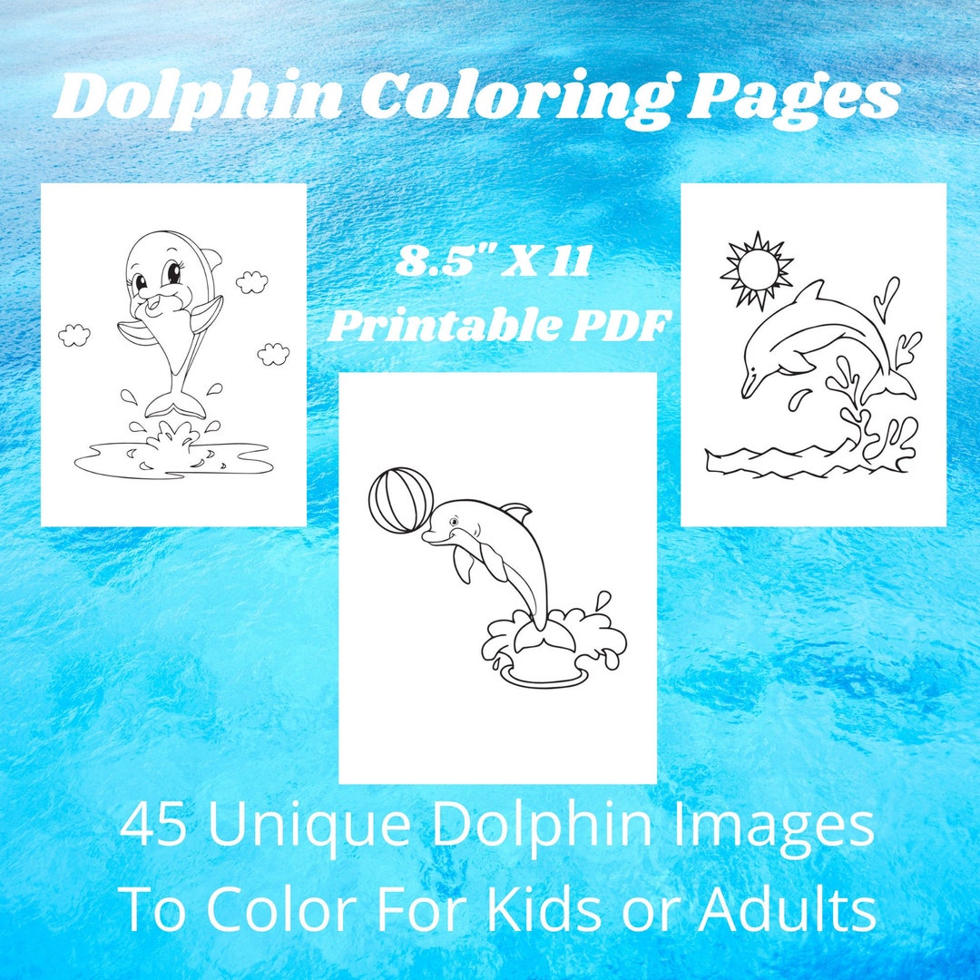 Dolphin Coloring Sheets - 45 Printable 8.5" X 11" PDF Dolphin Coloring ...