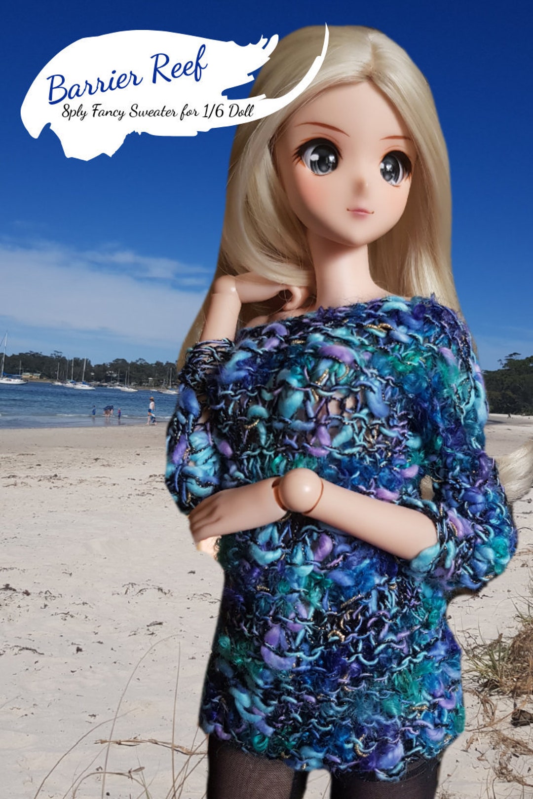 8 Ply Fancy Yarn Sweater "barrier Reef" Pattern for Smart Doll - Etsy