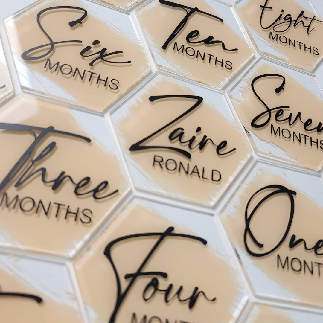 Acrylic Hexagon Custom Sign | Baby Names | Baby Monthly Milestone ...