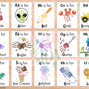 Alphabet Handprint Art | Printable ABC Hand Print Book | Preschool ...