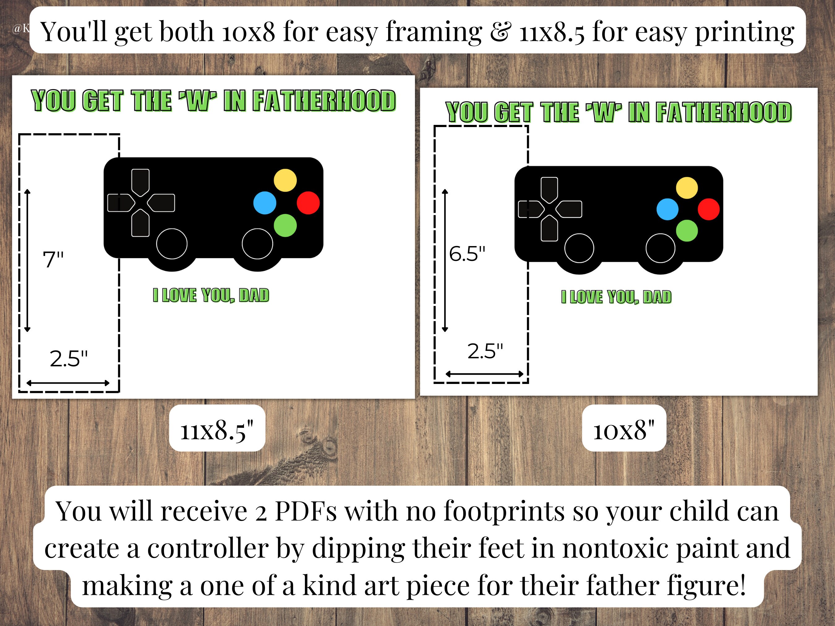 Gamer Dad Fathers Day Gift Footprint Card Craft Idea, Video Gaming ...