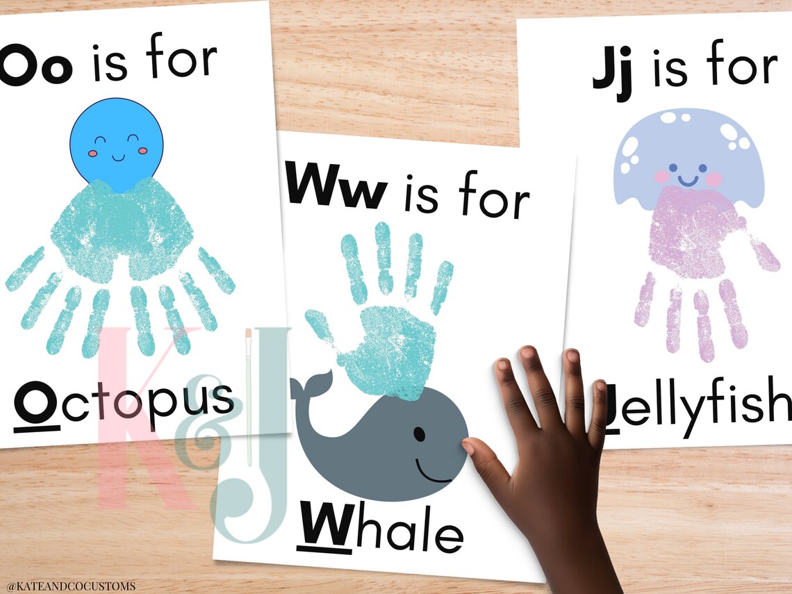 Alphabet Handprint Art Printable ABC Hand Print Book Preschool ...