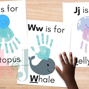 Alphabet Handprint Art | Printable ABC Hand Print Book | Preschool ...