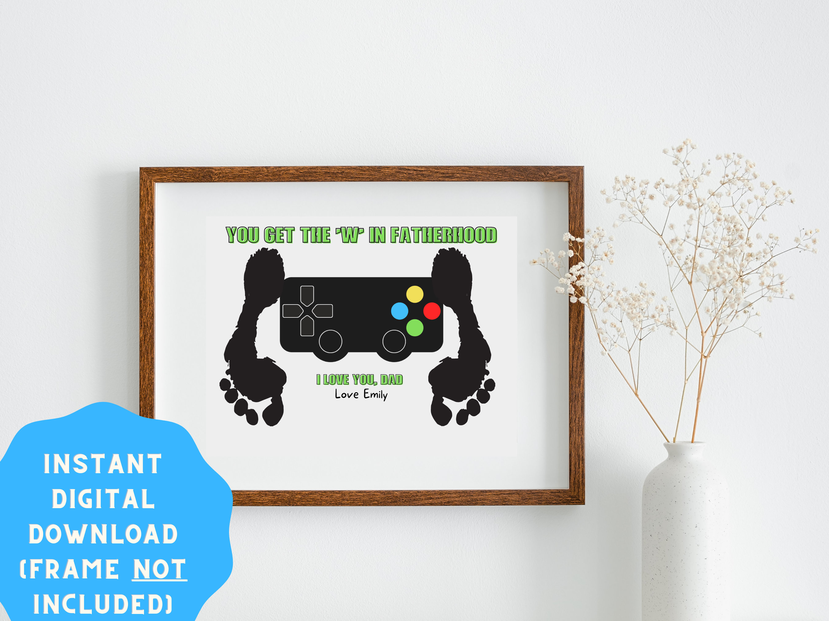 Gamer Dad Fathers Day Gift Footprint Card Craft Idea, Video Gaming ...