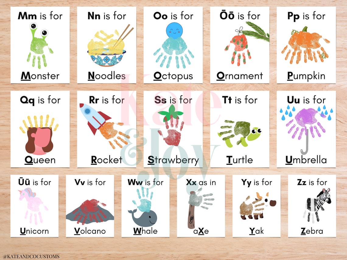 Alphabet Handprint Art Printable ABC Hand Print Book Preschool ...