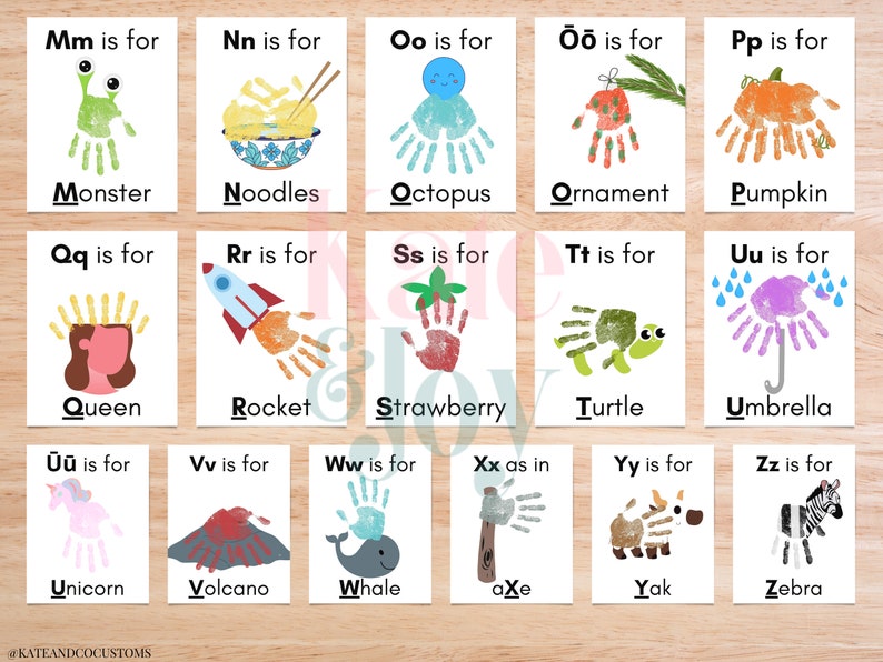 Alphabet Handprint Art | Printable ABC Hand Print Book | Preschool ...