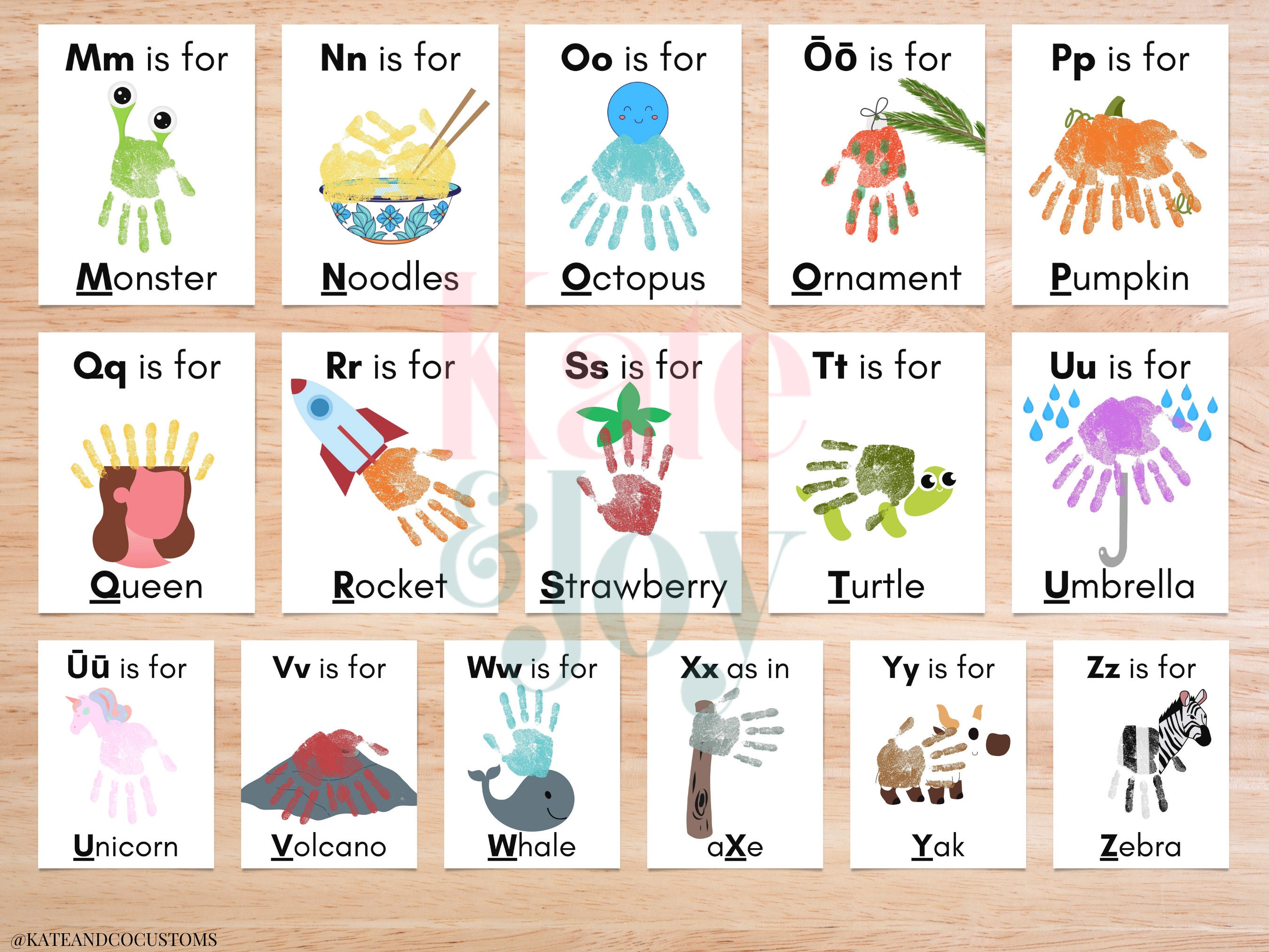 Alphabet Handprint Art | Printable ABC Hand Print Book | Preschool ...