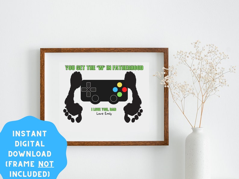 Gamer Dad Fathers Day Gift Footprint Controller Card Craft Idea, Video ...