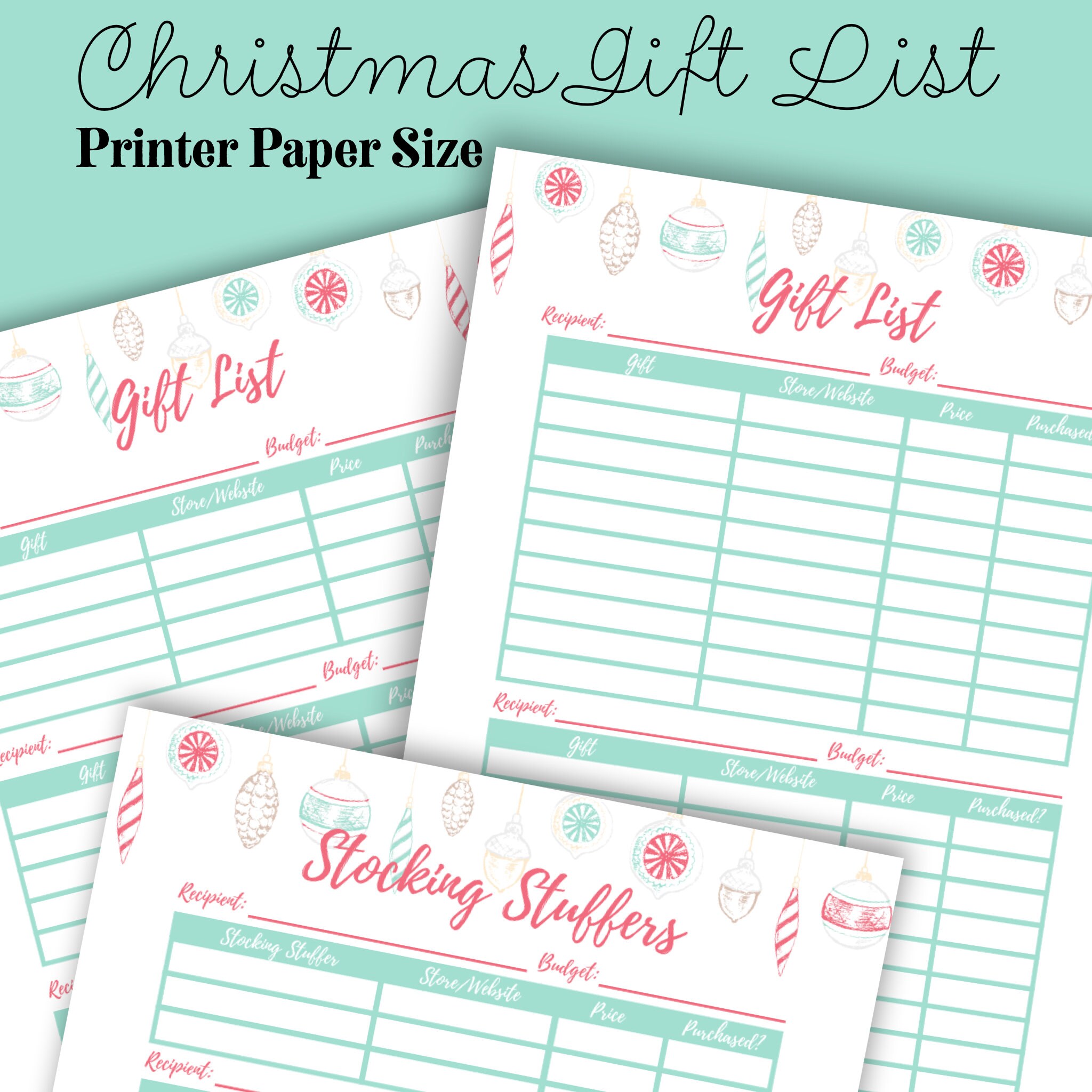 Printable Christmas Planner | Holiday Organizer | Gift List | Menu ...