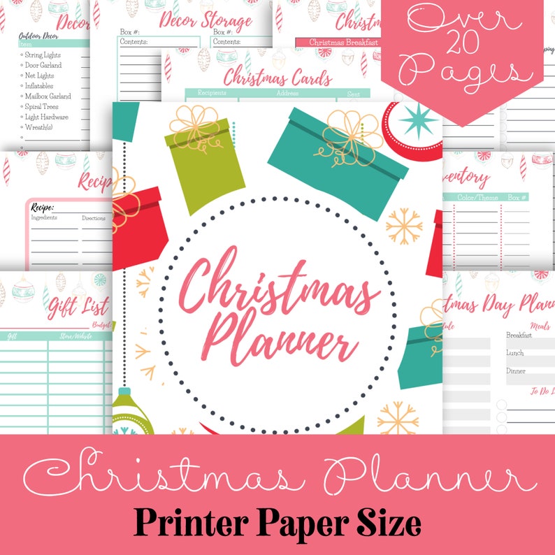 Printable Christmas Planner | Holiday Organizer | Gift List | Menu ...