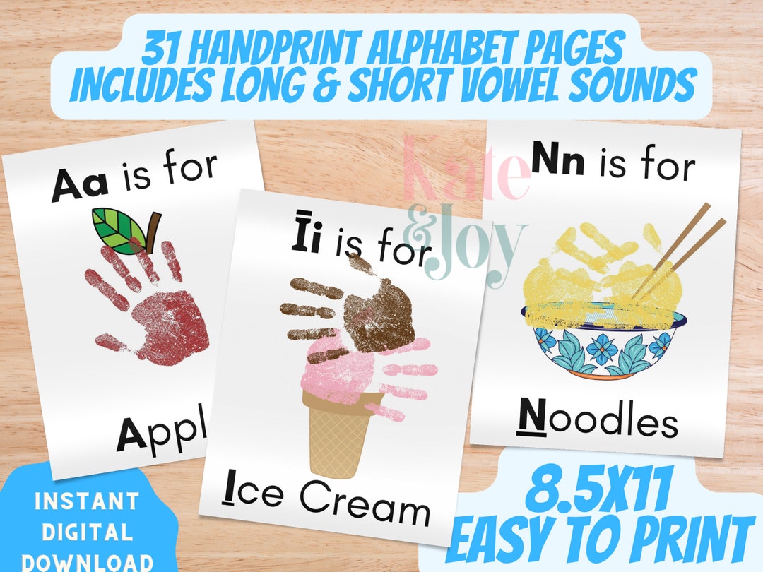 Alphabet Handprint Art | Printable ABC Hand Print Book | Preschool ...