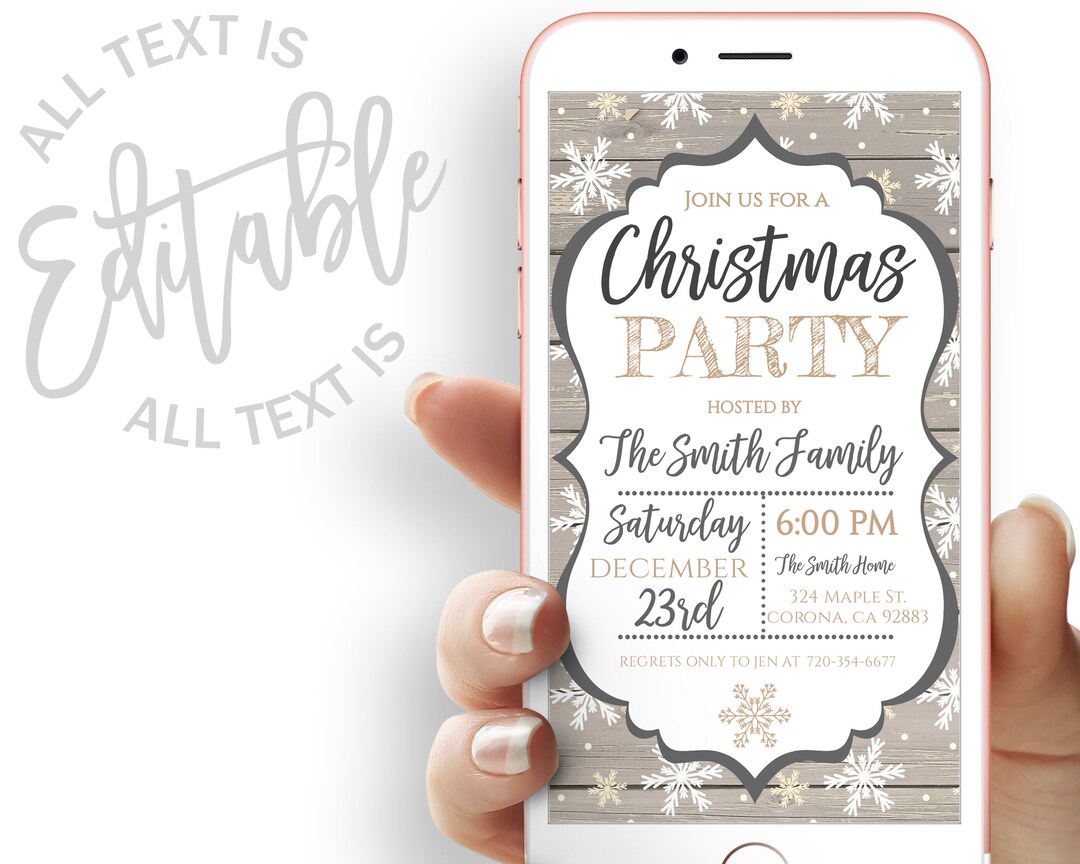 Christmas Party Evite Snowflake Christmas Electronic Invitation Holiday ...