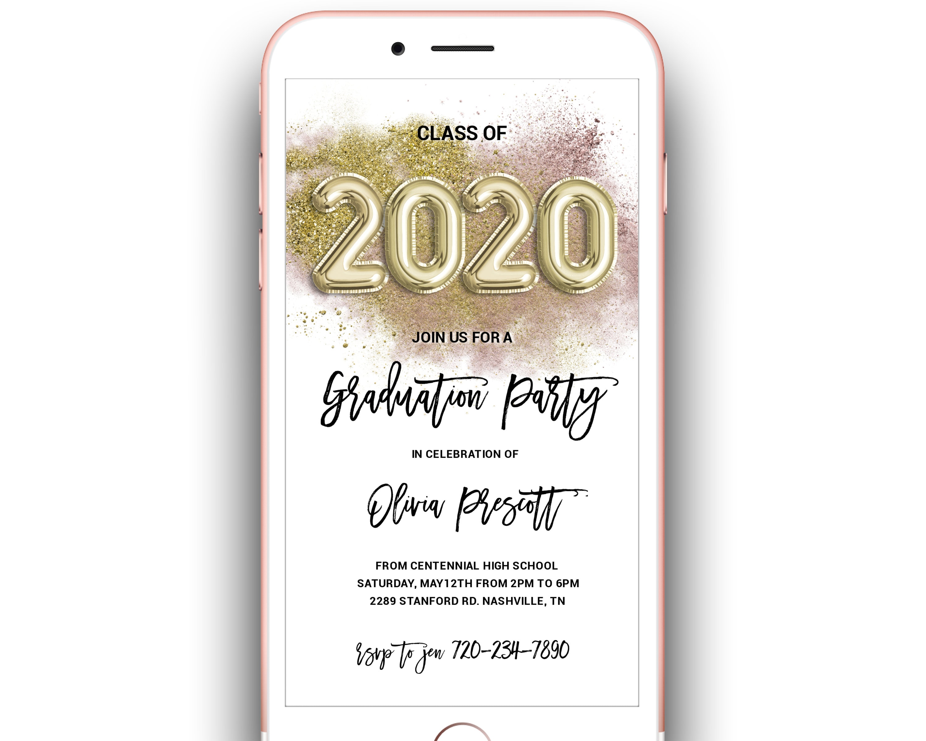 Graduation Party Evite Gold Balloon Party Electronic | Etsy