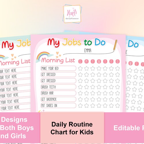 Kids Chore Chart Printable Morning and Evening Routine - Etsy