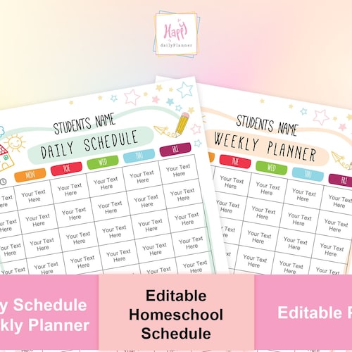 Editable Homeschool Schedule Editable Homeschool Planner | Etsy