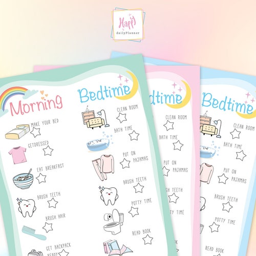 Kids Chore Chart Printable Morning and Evening Routine - Etsy