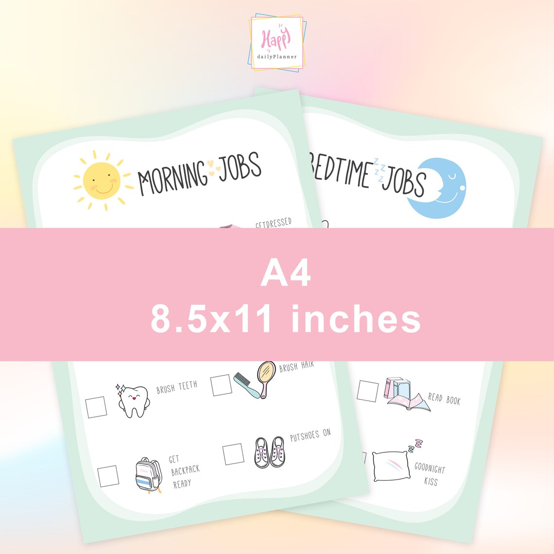 Kids Morning and Evening Routine Chart Printable | Etsy