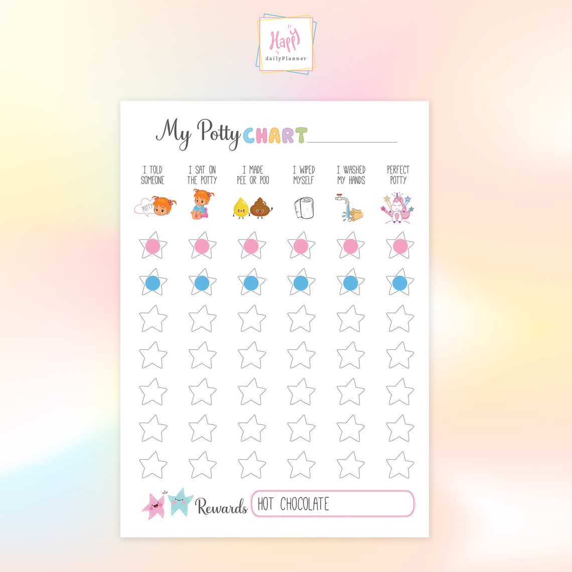My Potty Chart: Potty Training Chart for Girls, Toilet Routine Training ...