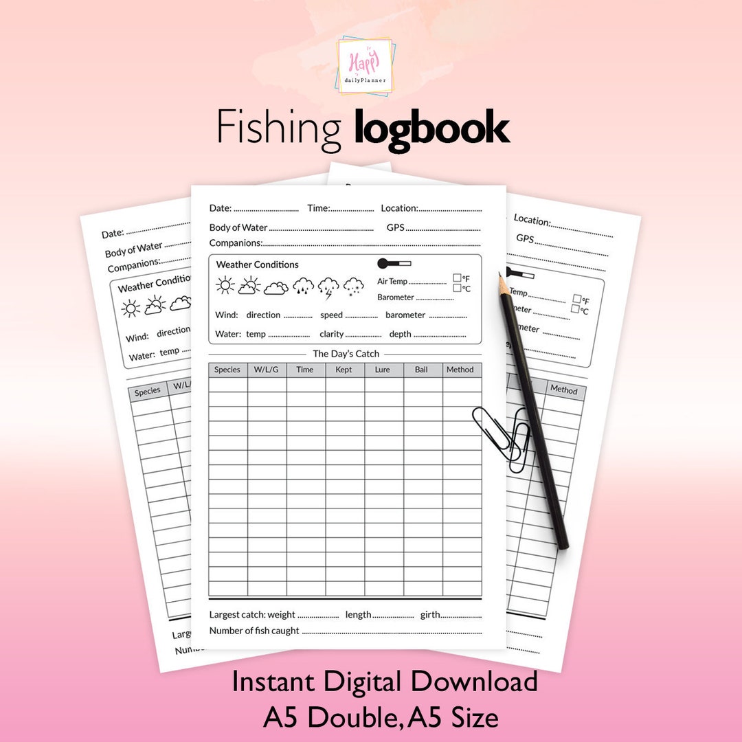 Fishing Log Book A5, Printable Fishing Log Book - Etsy