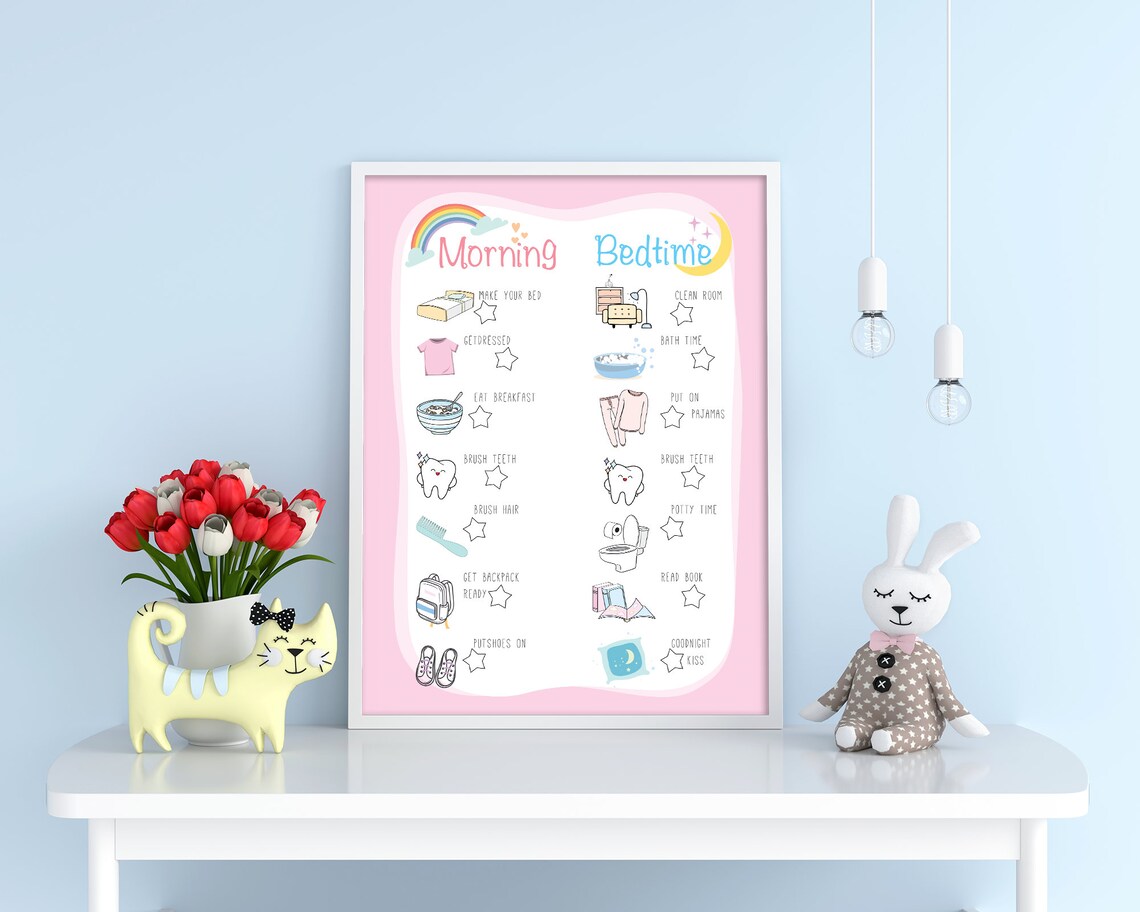 Kids Chore Chart Printable, Morning and Evening Routine - Etsy