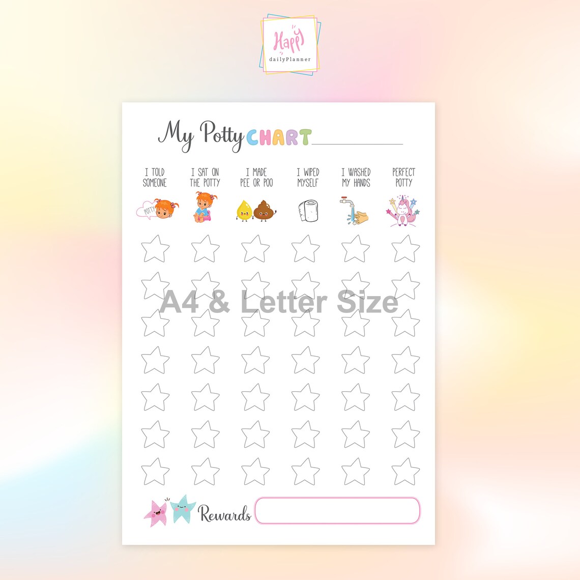 My Potty Chart: Potty Training Chart for Girls, Toilet Routine Training ...
